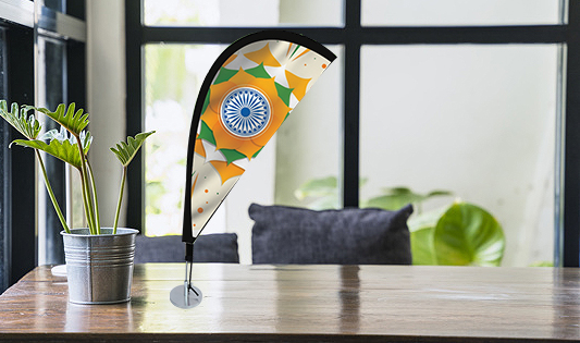 Personalized Desk Flags, Small Promotional Flags for Advertising Circle One